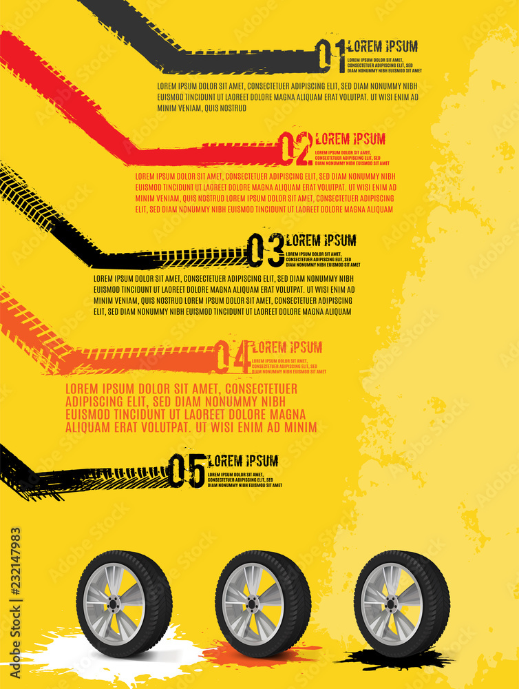 Tire tread marks infographic Stock Vector | Adobe Stock