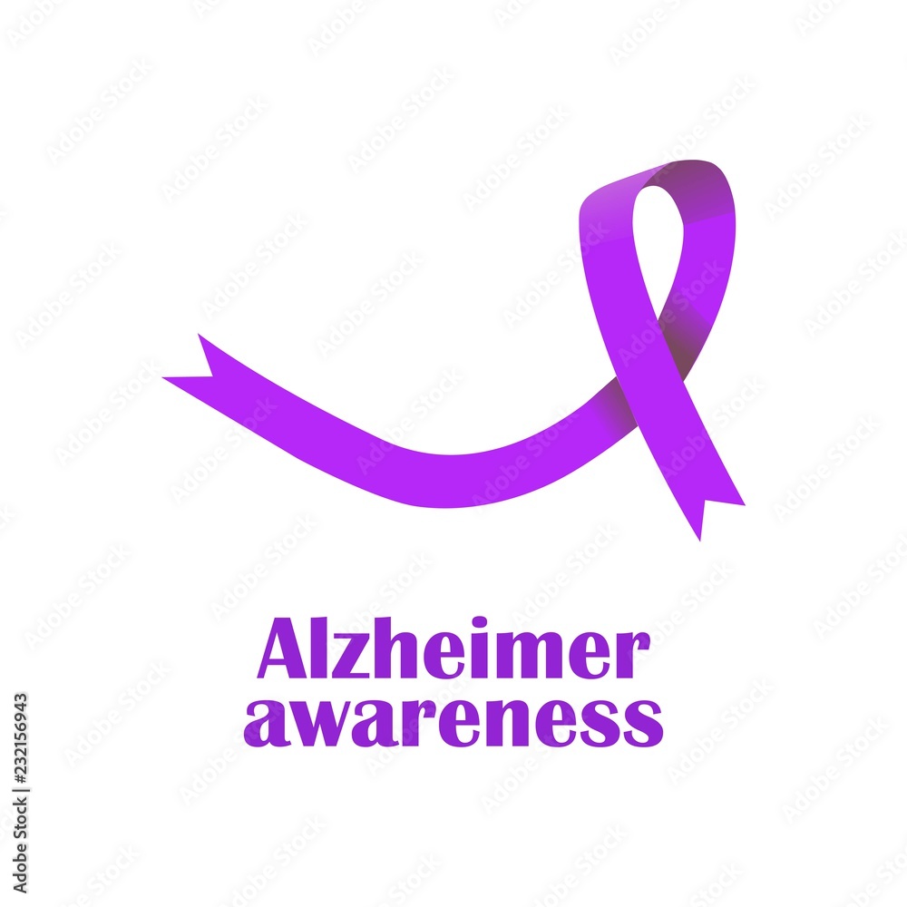 Alzheimer awareness symbol. Realistic violet ribbon. Vector ...