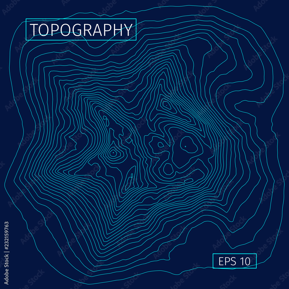 Brochure, poster, advertising design. Vector contour topographic map ...
