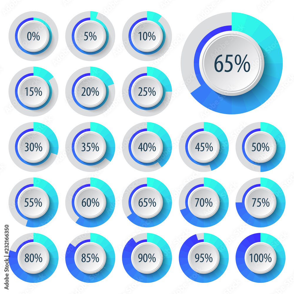 Set of pie charts for business infographics.Progress bar for web design ...