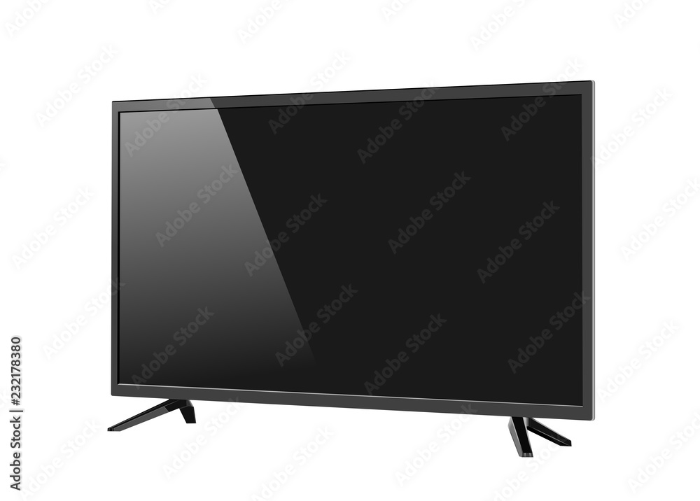 Black LED tv television screen blank isolated on white background Stock ...