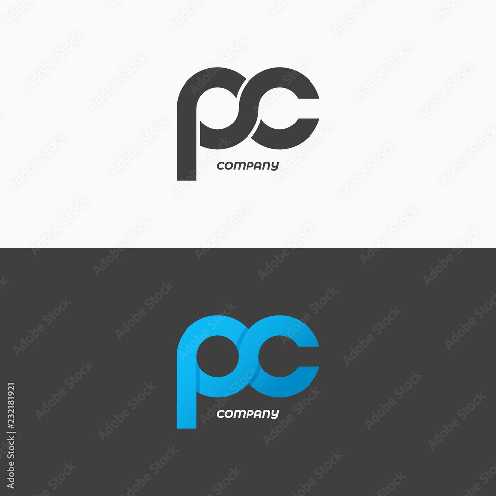PC letters logo. Letter P and letter C icon set vector background Stock ...