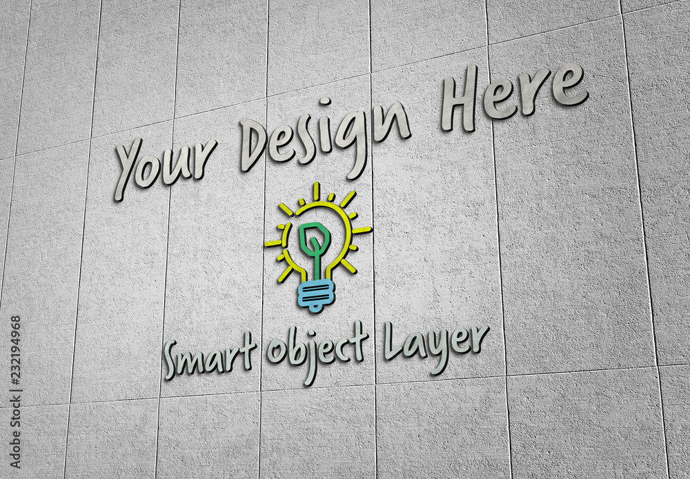 3D Sign on Concrete Wall Mockup Stock Template | Adobe Stock