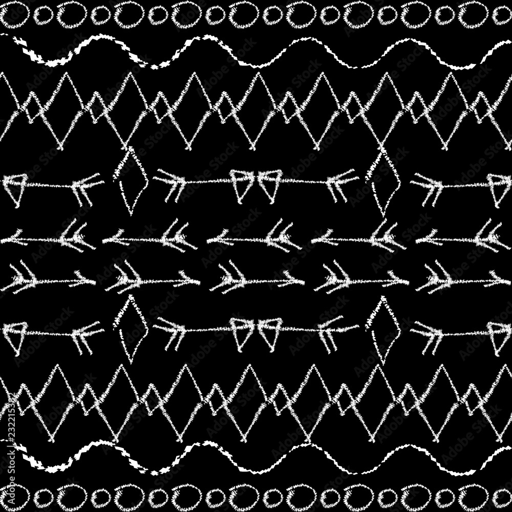 Tribal apache vector seamless border pattern. Black and white ...