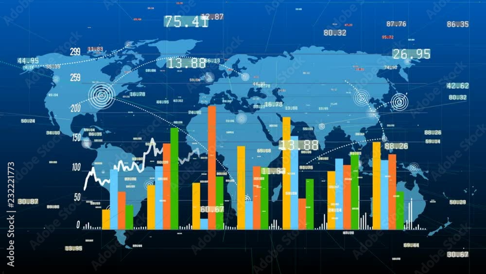 4k Growing Business Data trend Graph,financial chart,figures wall and ...