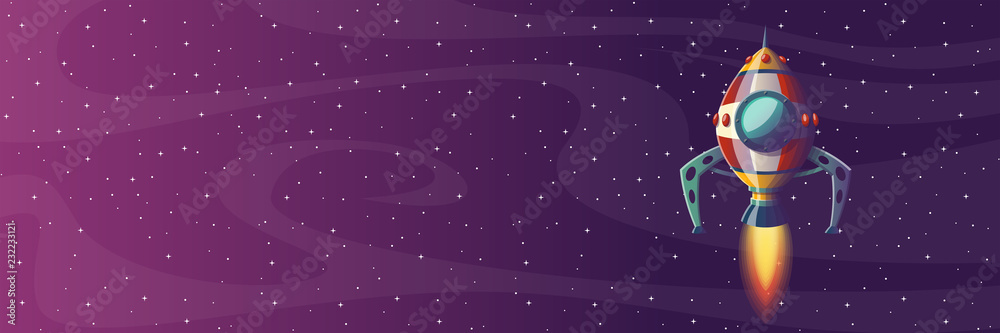 Rocket launch banner with stars, vector illustration Stock Vector ...