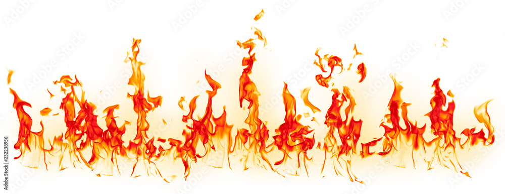 Fire - the line of fire created by excellent flames on a horizontal ...