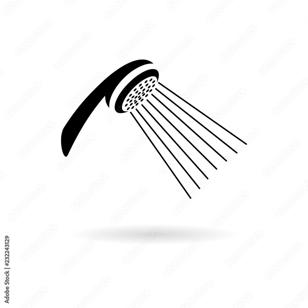 Black Shower head icon or logo isolated on white Stock Illustration ...