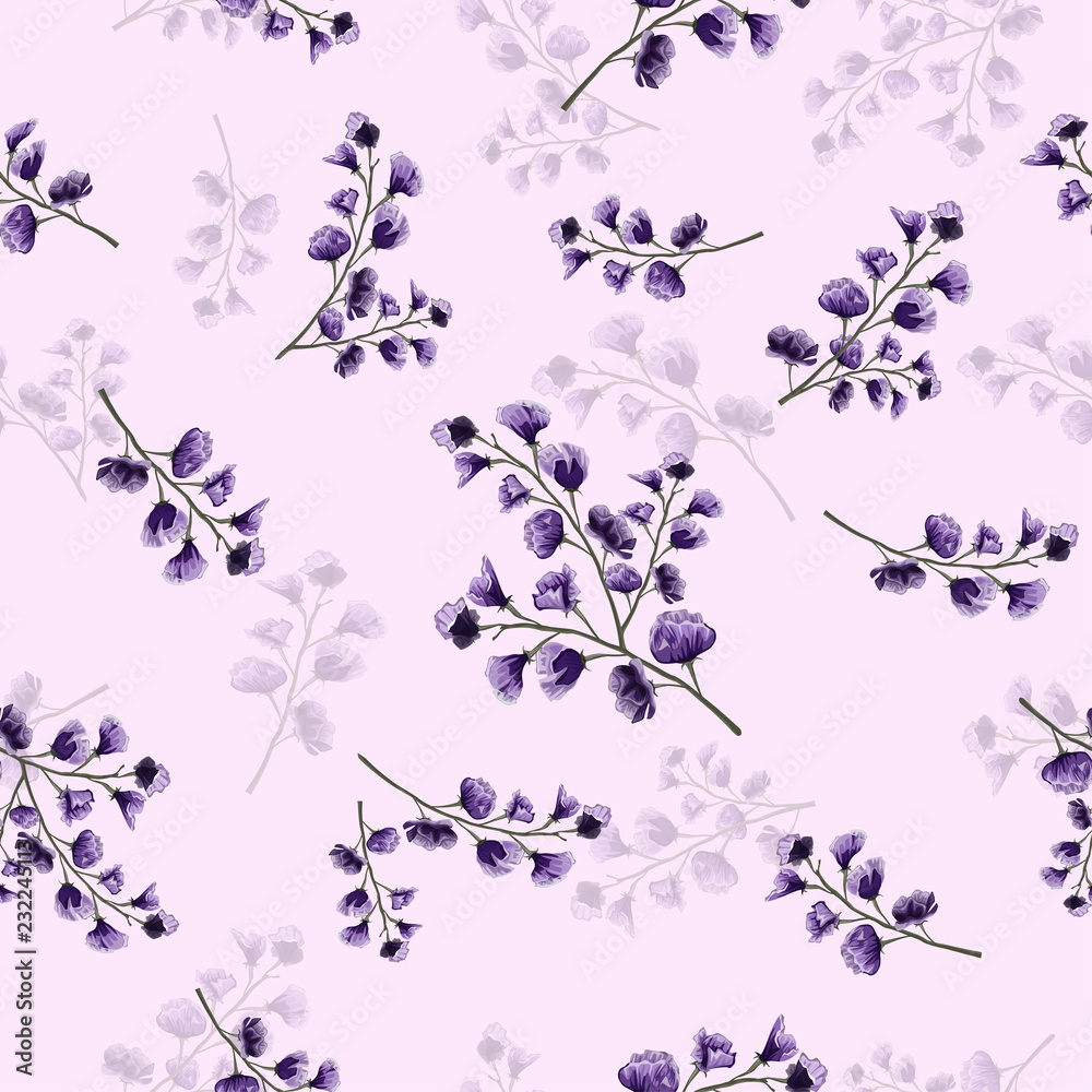 Seamless purple floral pattern. Stock Vector | Adobe Stock