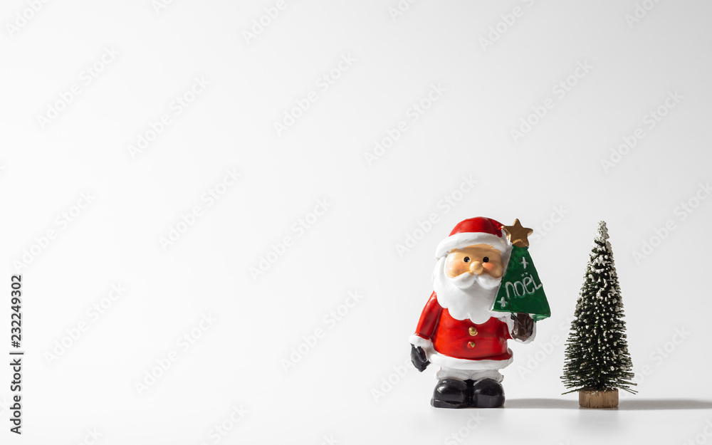 Merry Christmas and Happy new Year. Santa Claus and Christmas tree on ...