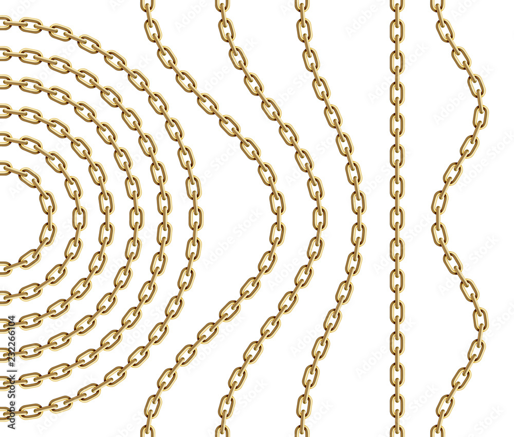 Vector set of repeatable golden chain segments. Stock Vector | Adobe Stock
