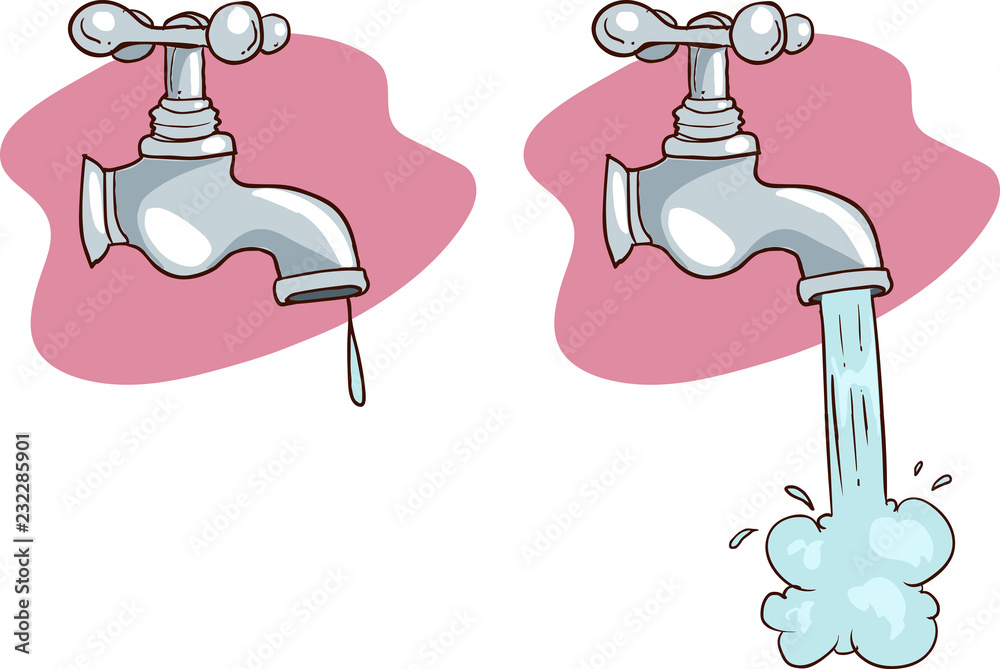 freehand drawn cartoon running faucet Stock Vector | Adobe Stock