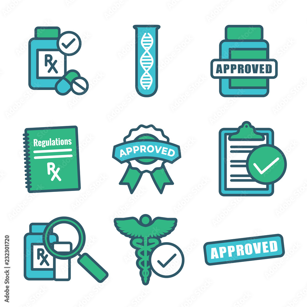 Drug Testing and Safety Icon Set Vector Graphic w Rounded Edges Stock ...
