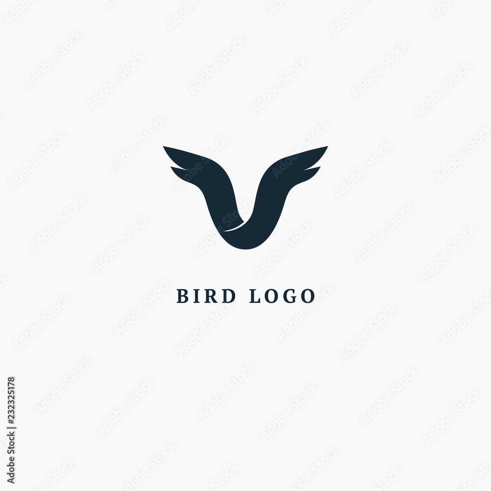Bird silhouette logo. Vector abstract minimalistic illustration flying ...