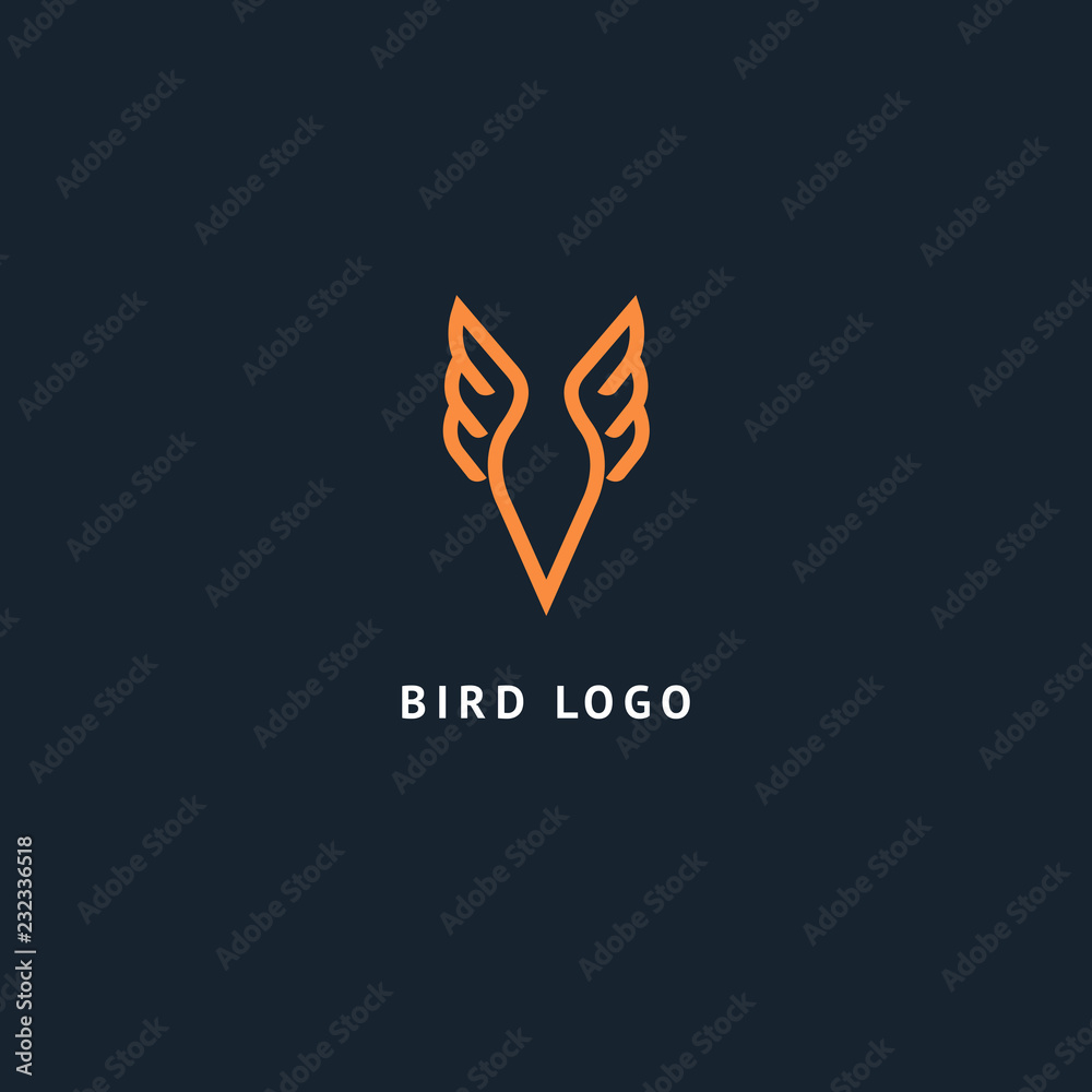 Bird silhouette logo. Vector abstract minimalistic illustration flying ...