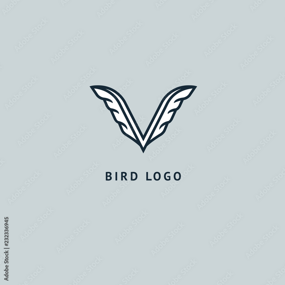 Bird silhouette logo. Vector abstract minimalistic illustration flying ...