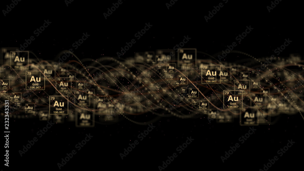 GOLD Chemical Symbol, AU, Period Table, Computer Graphics, Background ...