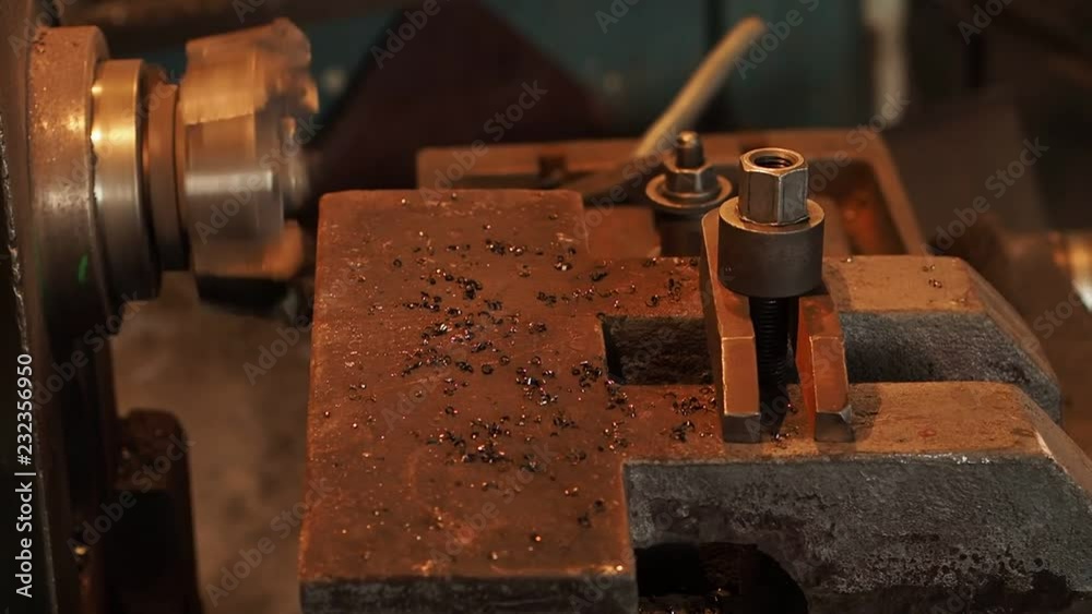 Process of production of a detail on the lathe. Working process on ...