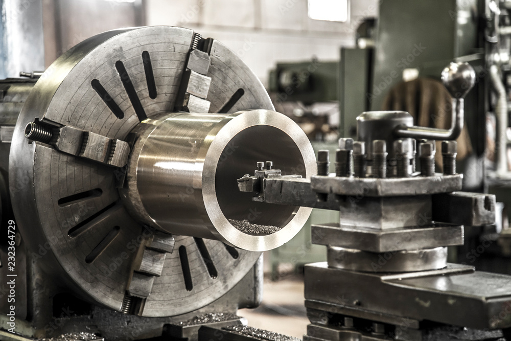 Industry lathe machine work Stock Photo | Adobe Stock