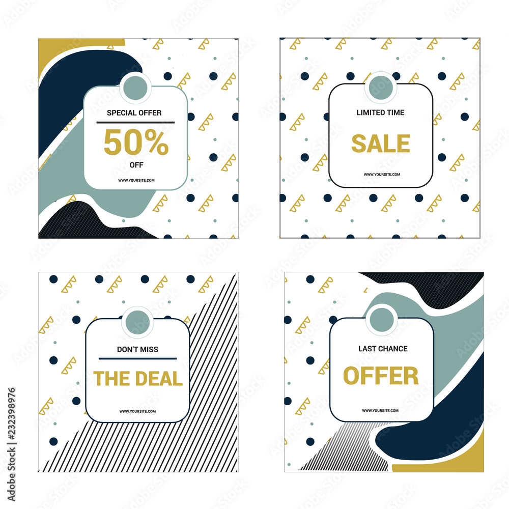 4 Modern promotion square layout templates for social media, mobile ...