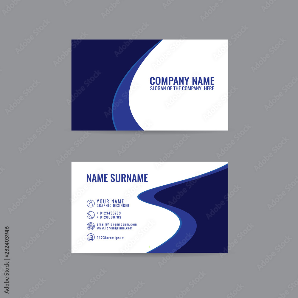 vector Modern simple light business card template with flat user ...
