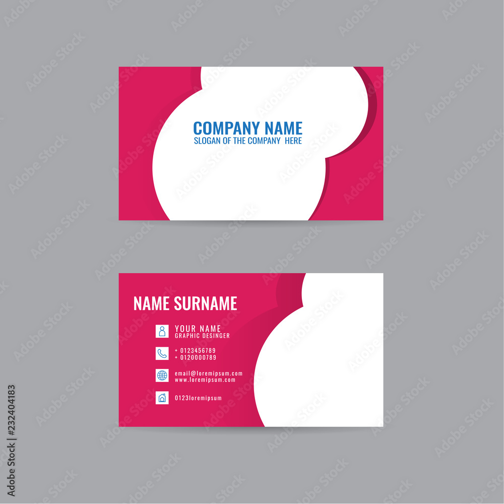 vector Modern simple light business card template with flat user ...