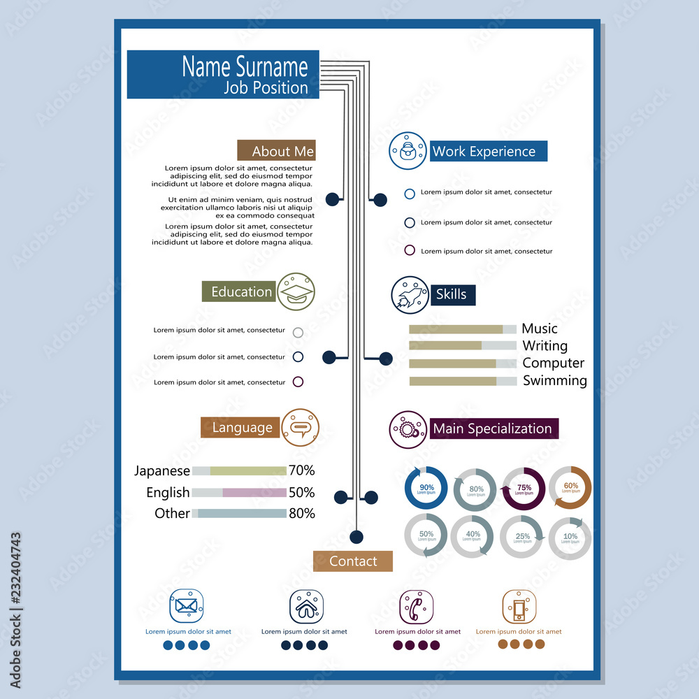 Vetor de cv resume template vector do Stock | Adobe Stock