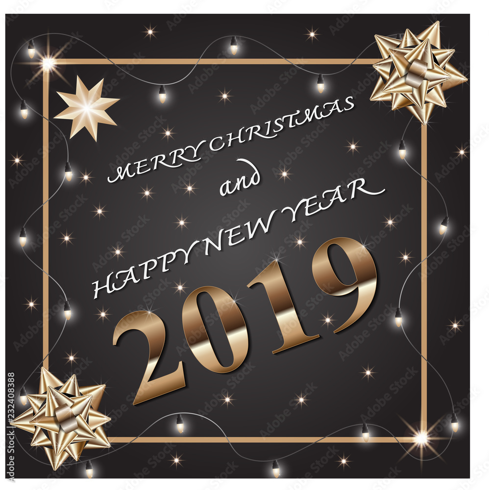 Happy new year 2019 greeting card or poster template flyer or ...