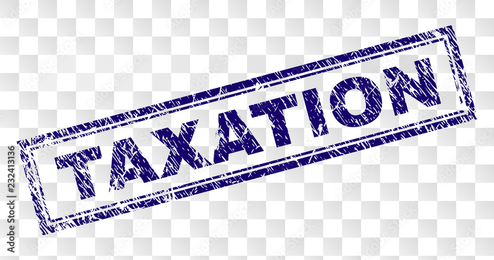 TAXATION stamp seal print with rubber print style and double framed ...