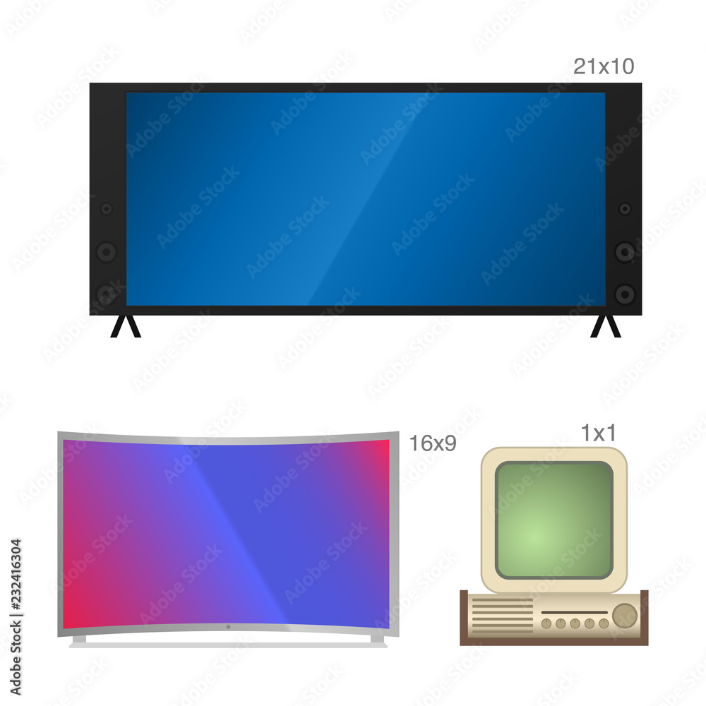 TV vector screen lcd monitor and notebook, tablet computer, retro ...