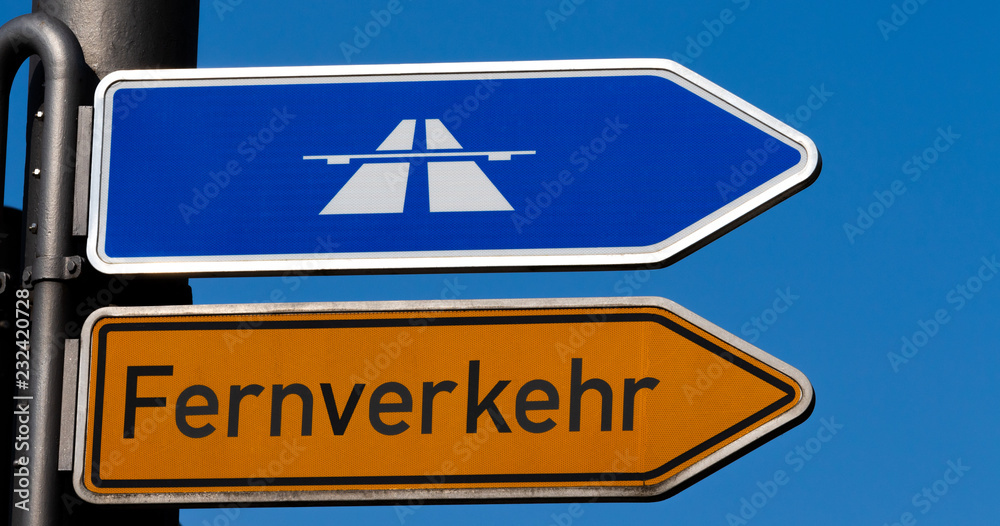 Autobahn Fernverkehr Wegweiser Stock Photo | Adobe Stock