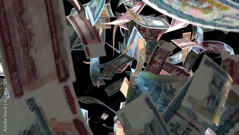 Vidéo Stock Falling Burma money banknotes Video Effect simulates ...
