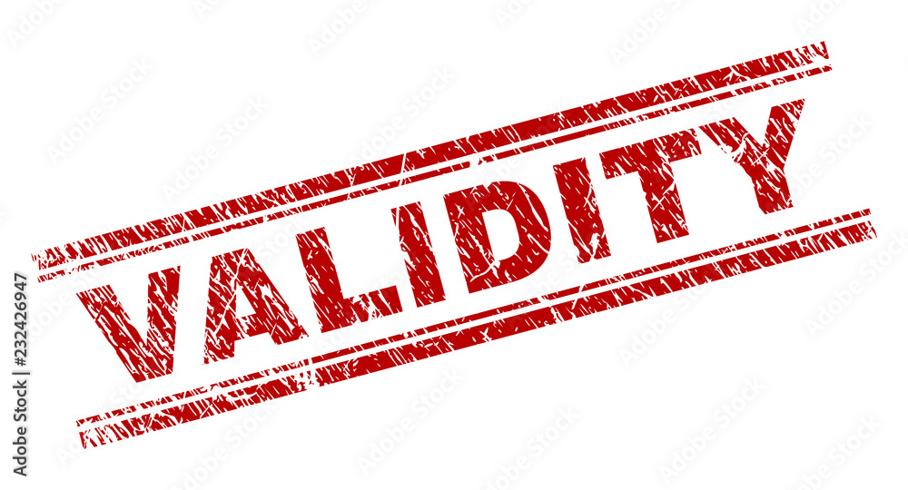VALIDITY seal imprint with grunge texture. Red vector rubber print of ...