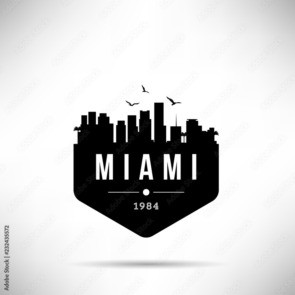 Miami City Modern Skyline Vector Template Stock Vector | Adobe Stock