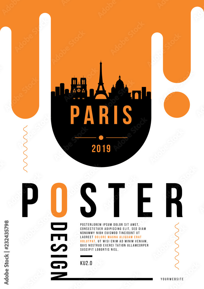Paris Modern Poster Design with Vector Linear Skyline Stock Vector ...
