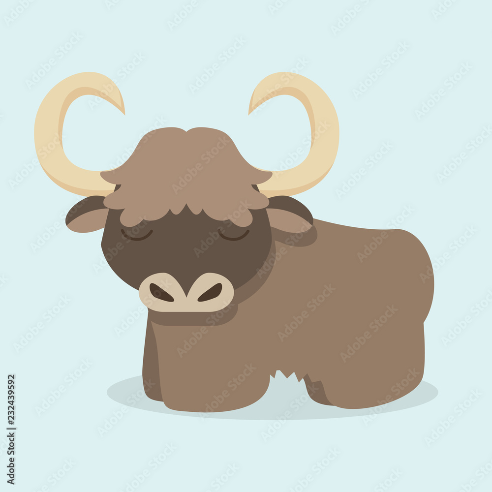 Cute yak cartoon vector Stock Vector | Adobe Stock