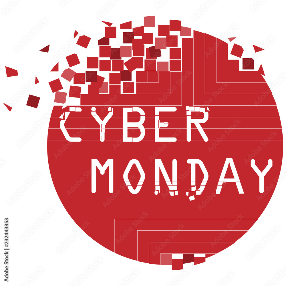 Background with pixel art shopping cart and cyber monday text. Cyber ...