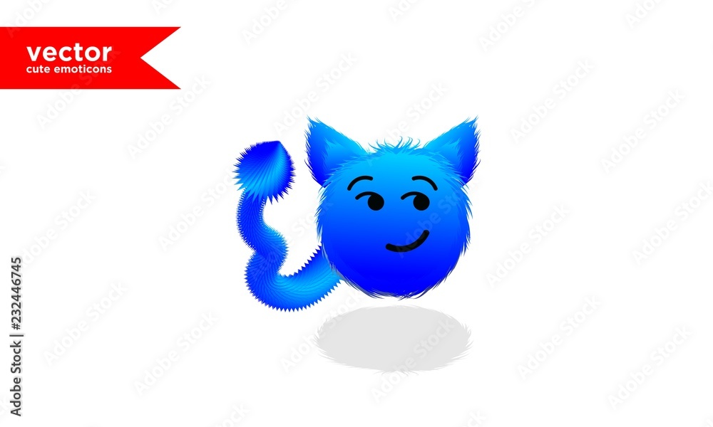 vector cute blue emoticon10 Stock Vector | Adobe Stock