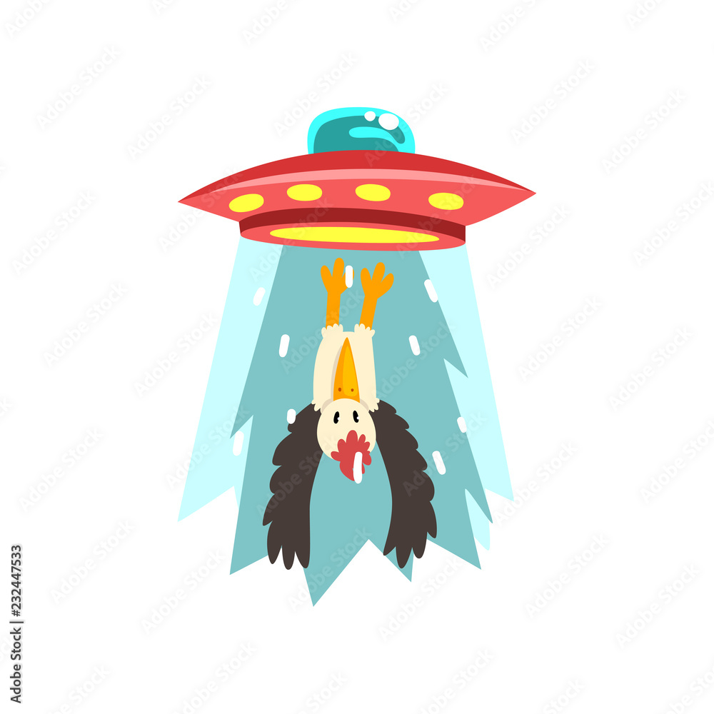Alien UFO spaceship taking away eagle, flying saucer taking bird using ...