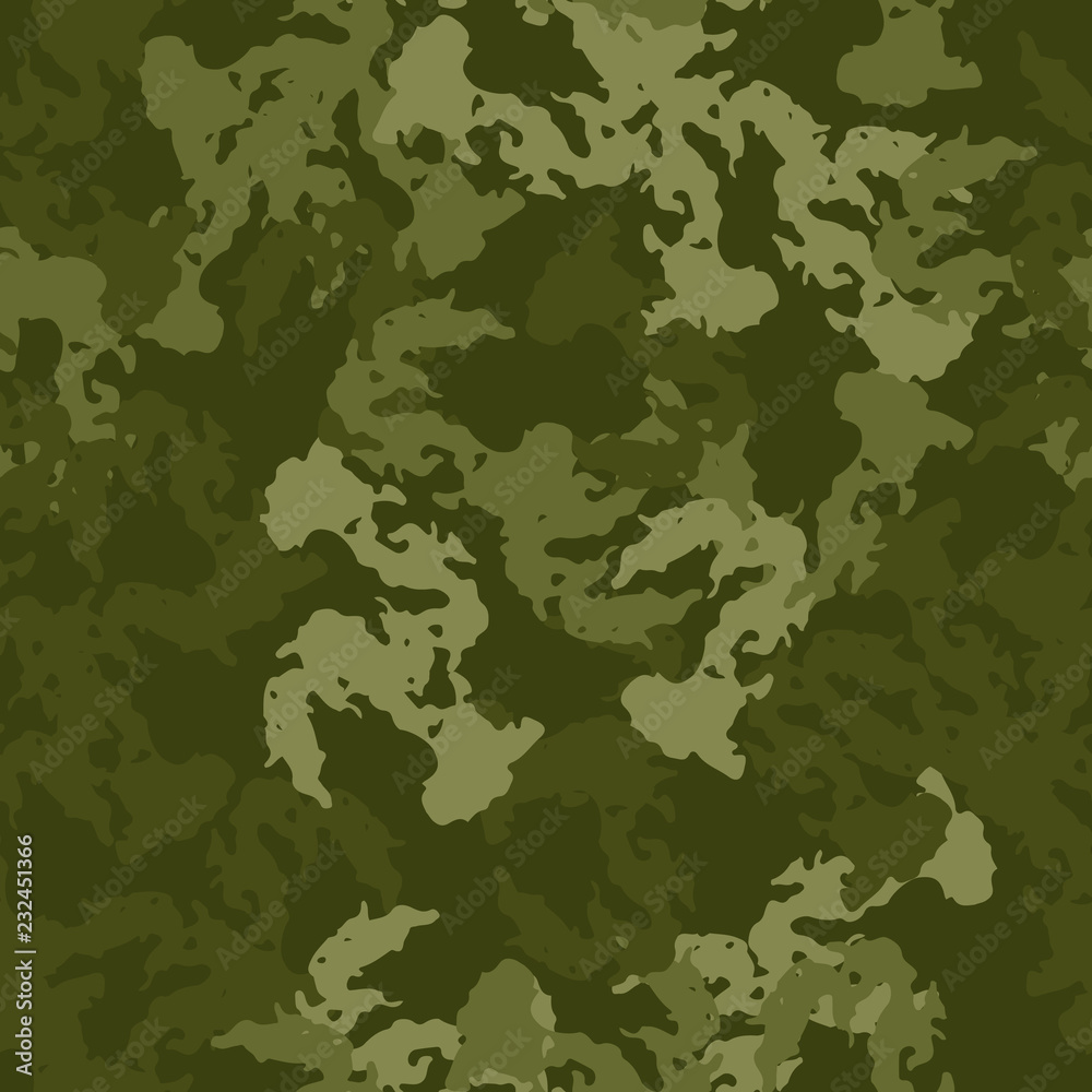 Military camouflage seamless pattern in different shades of green color ...