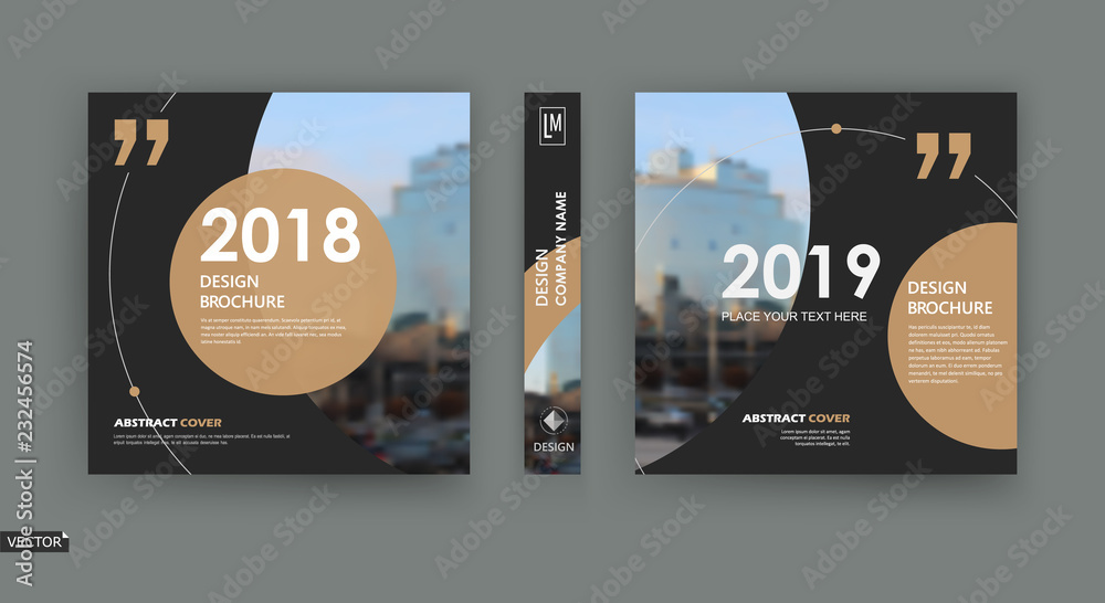 Abstract patch brochure cover design. Black info data banner frame ...