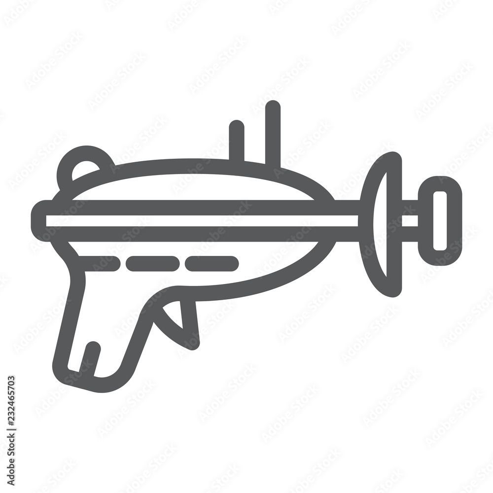 Blaster line icon, space and weapon, laser blaster sign, vector ...
