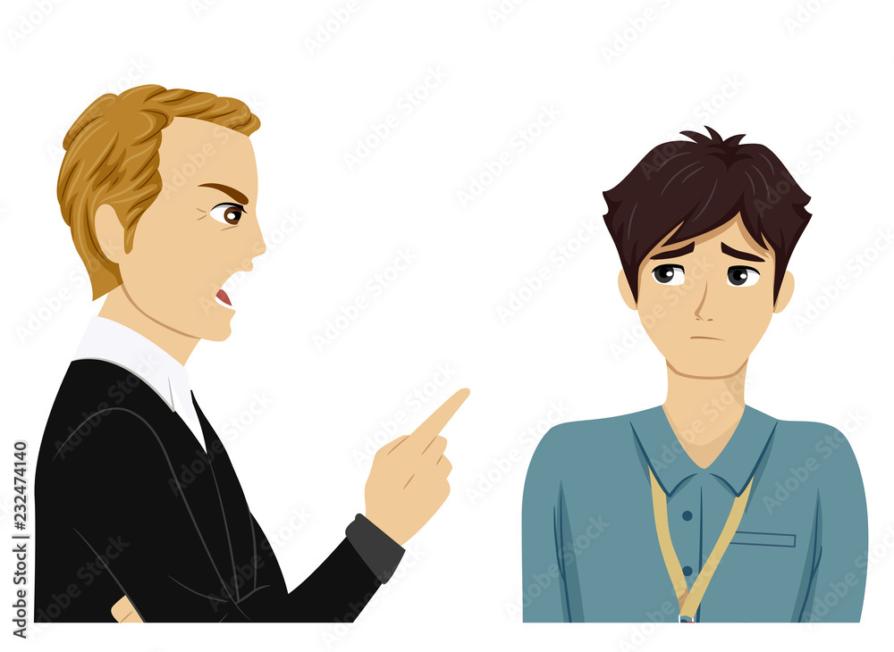 Teen Boy Intern Scolded Illustration Stock Vector | Adobe Stock