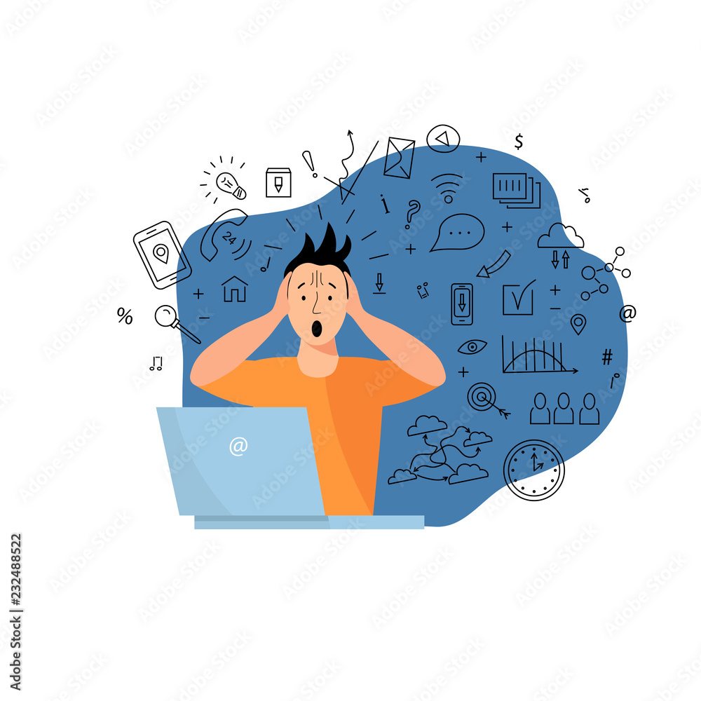 Person Get Too Much Information Information And Data Overload Concept Digital Information