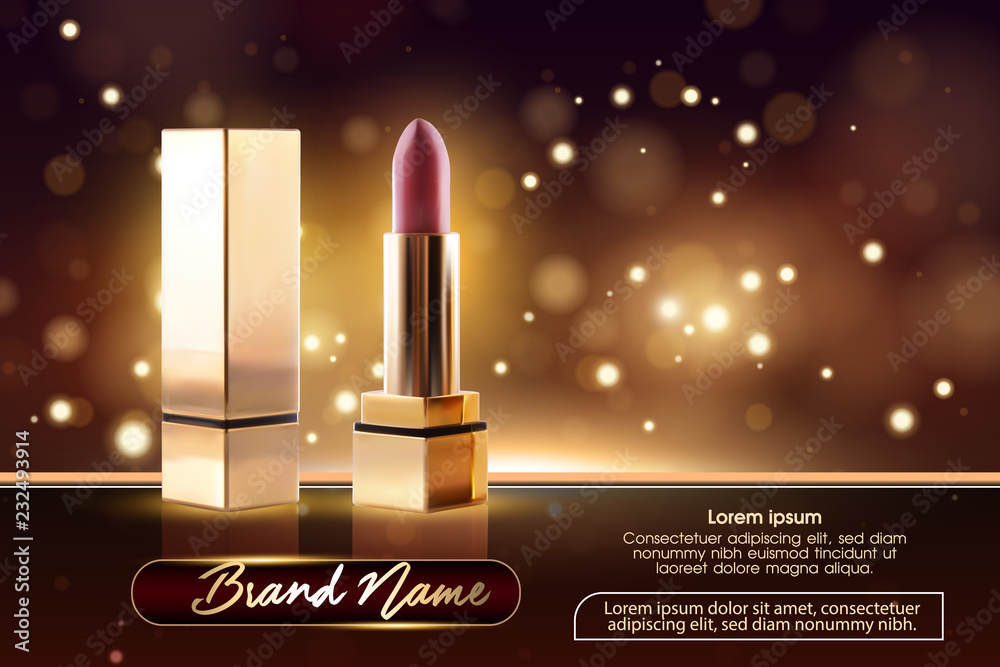 Cosmetics beauty series, ads of premium female lipstick for skin care ...
