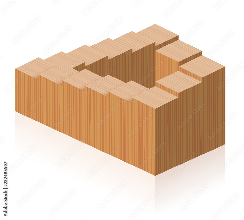 Penrose steps. Optical illusion of a wooden impossible staircase ...