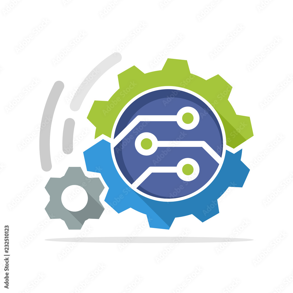 Vector icon illustration with the concept of work processes with ...