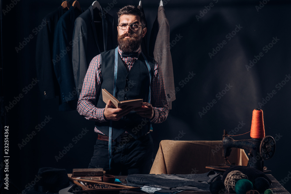 Designing new clothes. suit store and fashion showroom. sewing ...