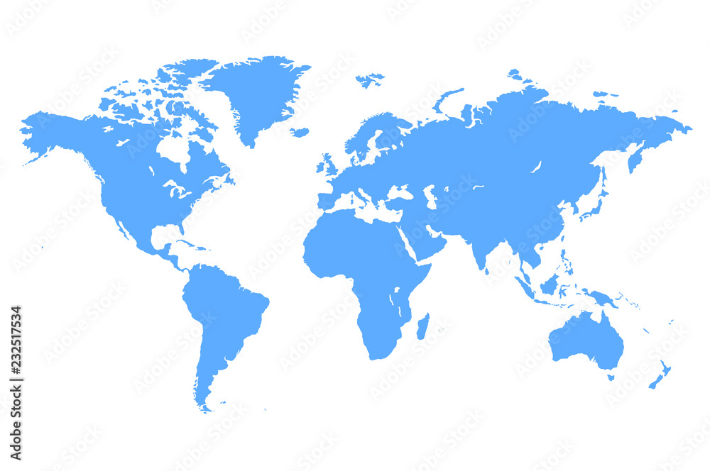 Vector Blue map of the World Stock Vector | Adobe Stock