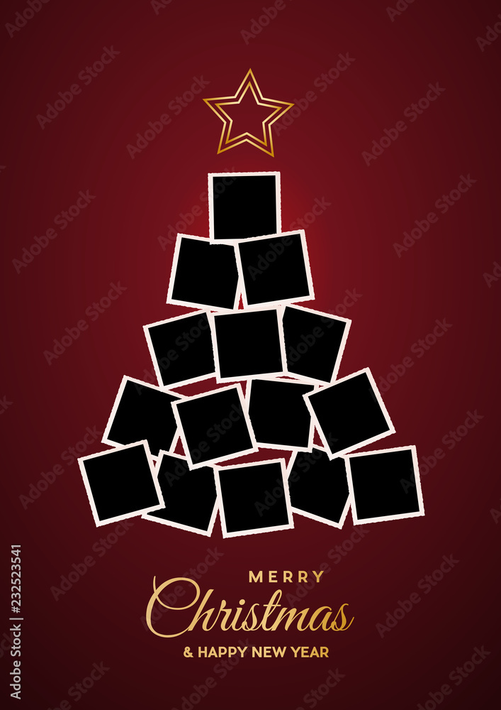 Christmas tree with empty photos, space to insert images. Vector ...